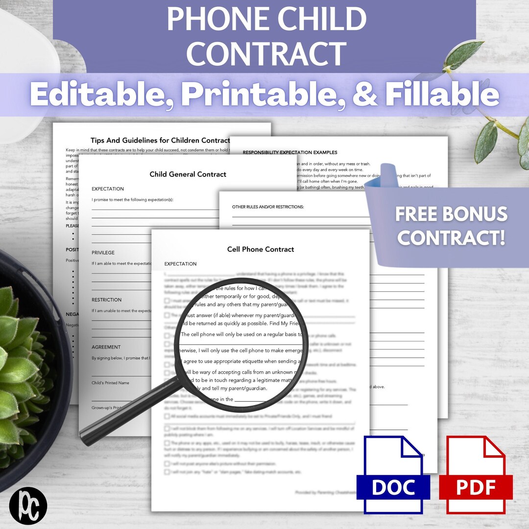 Customizable Phone Contract for Kids Family Phone Agreement for ...