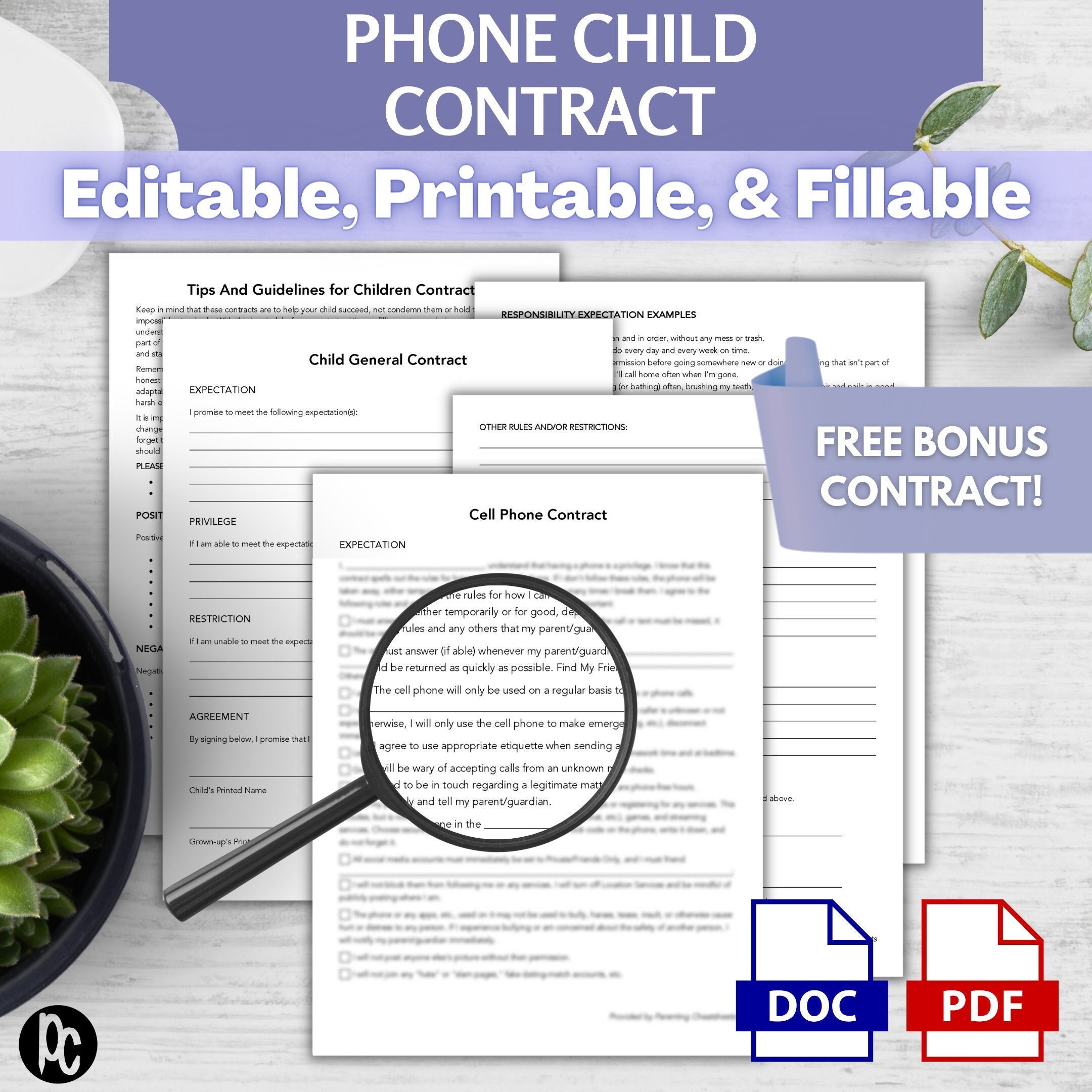 Customizable Phone Contract for Kids Family Phone Agreement for ...