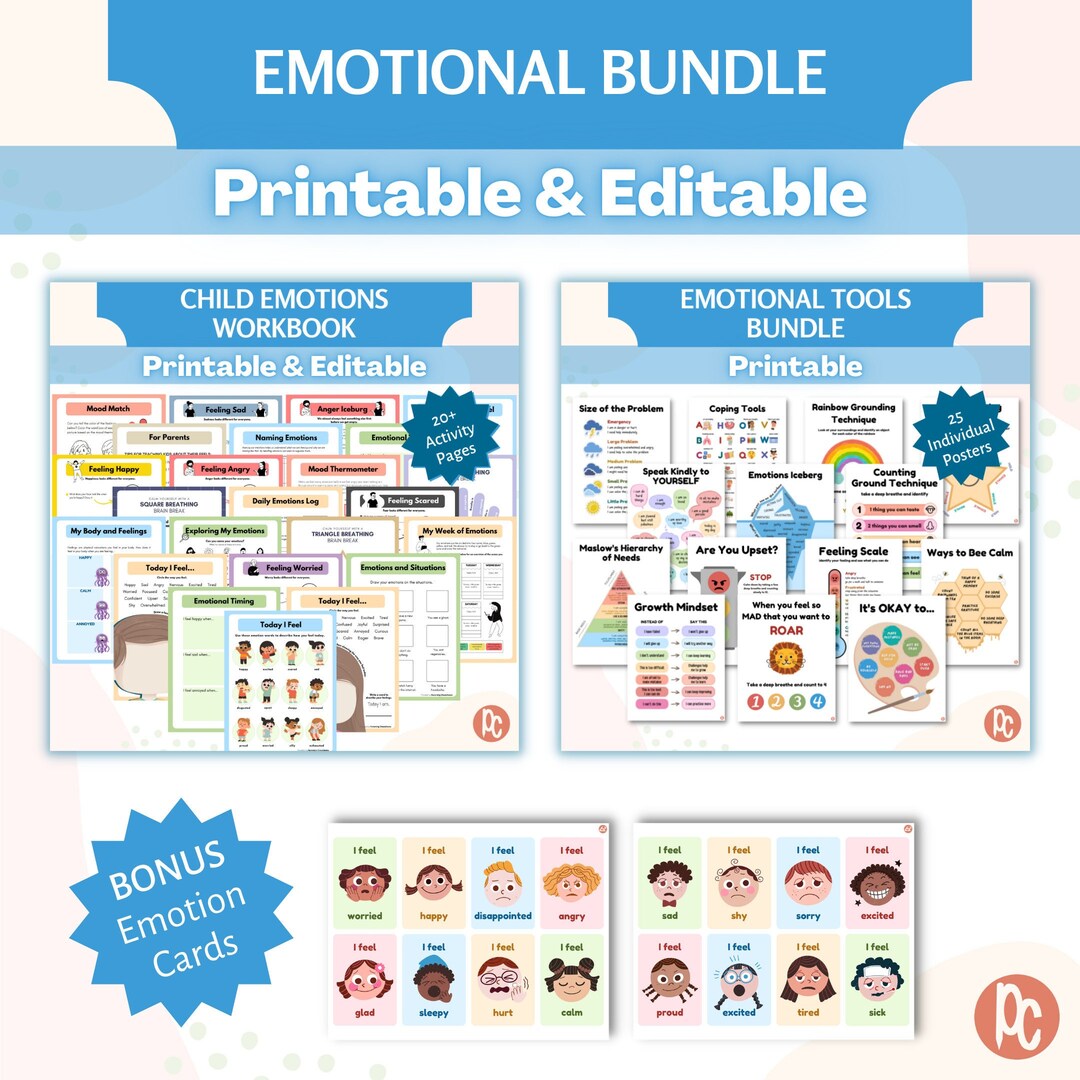 Calming Corner Bundle Kids Emotional Workbook Emotion Posters Emotion ...