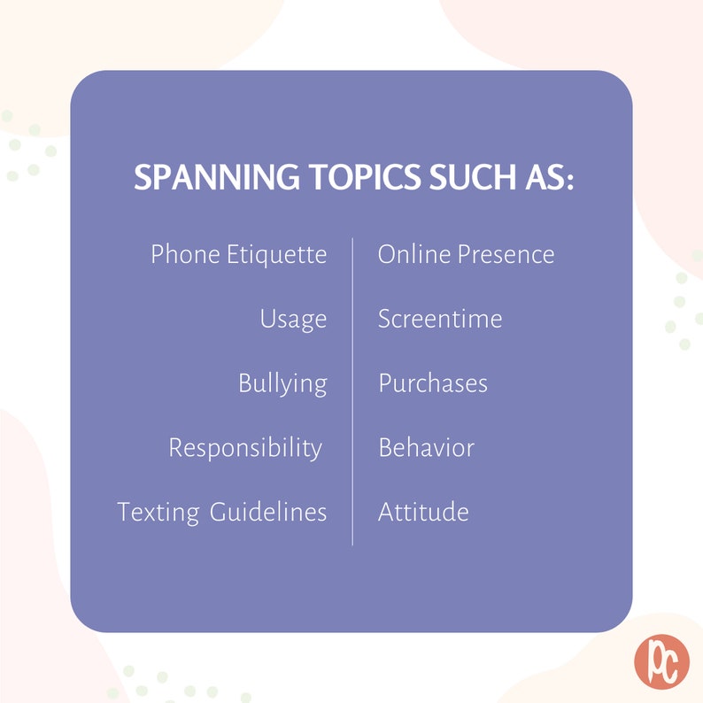 Teenage Phone Contract Teen Cell Phone Agreement Teenage Phone Usage ...