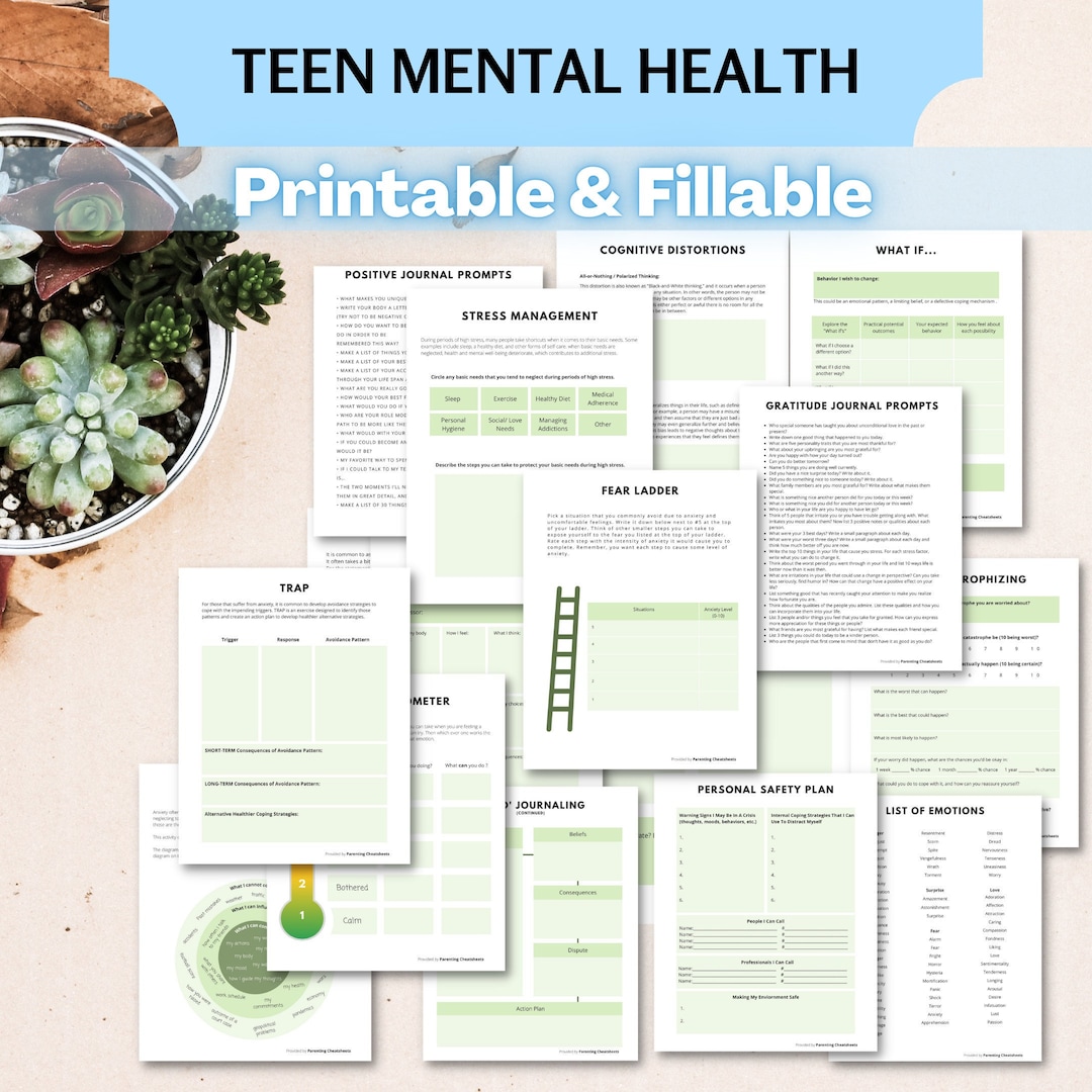 Teen Mental Health Workbook Anxiety Worksheet Adolescent - Etsy