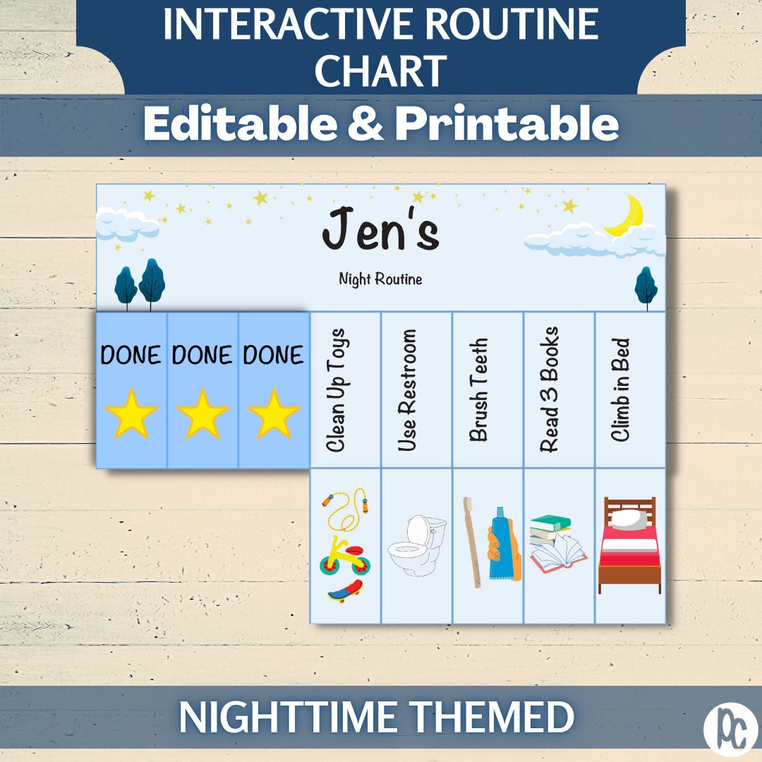 Bedtime Routine Editable Bedtime Routine Chart Editable - Etsy