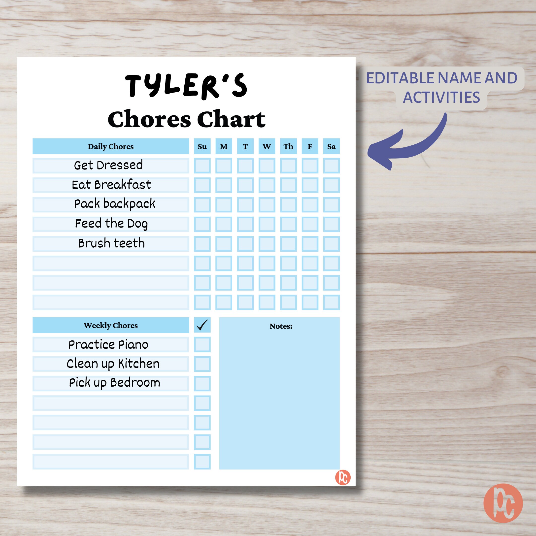 Personalized Chore Chart for Teens Teen Responsibility Chart Printable ...