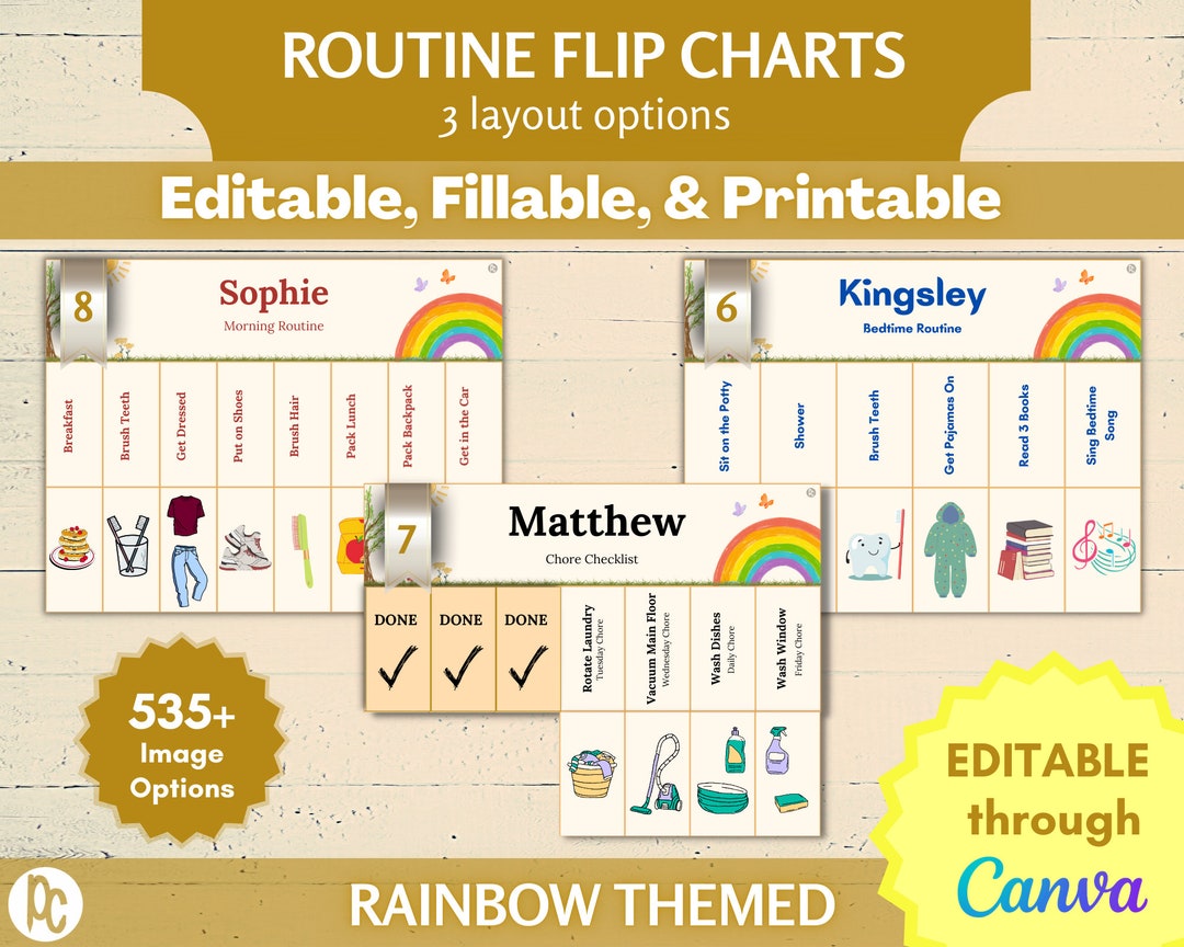 Editable Chore Chart for Kids Kids Routine Editable Morning Routine ...
