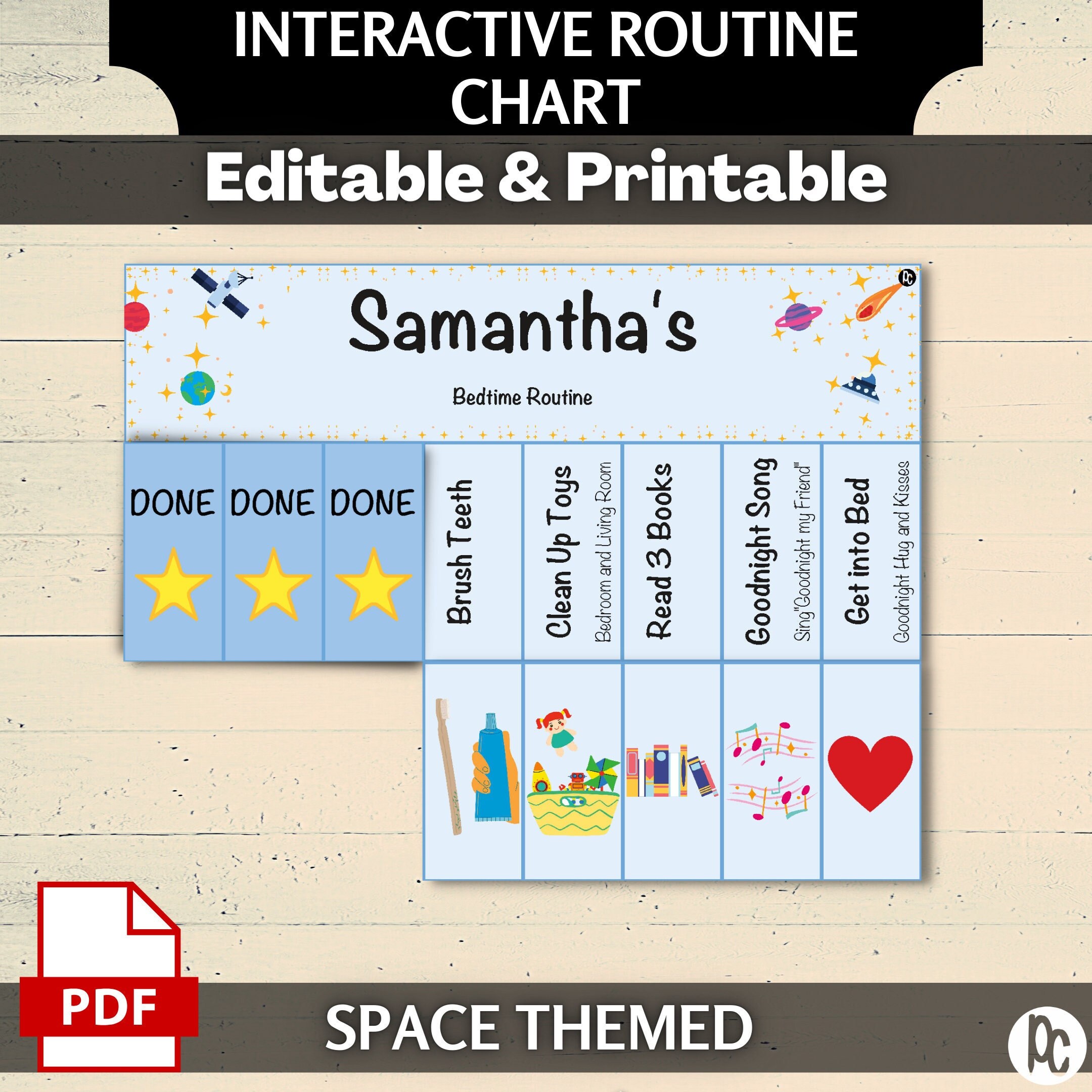 Bedtime Routine Editable Morning Routine Chart Editable Chore Checklist ...