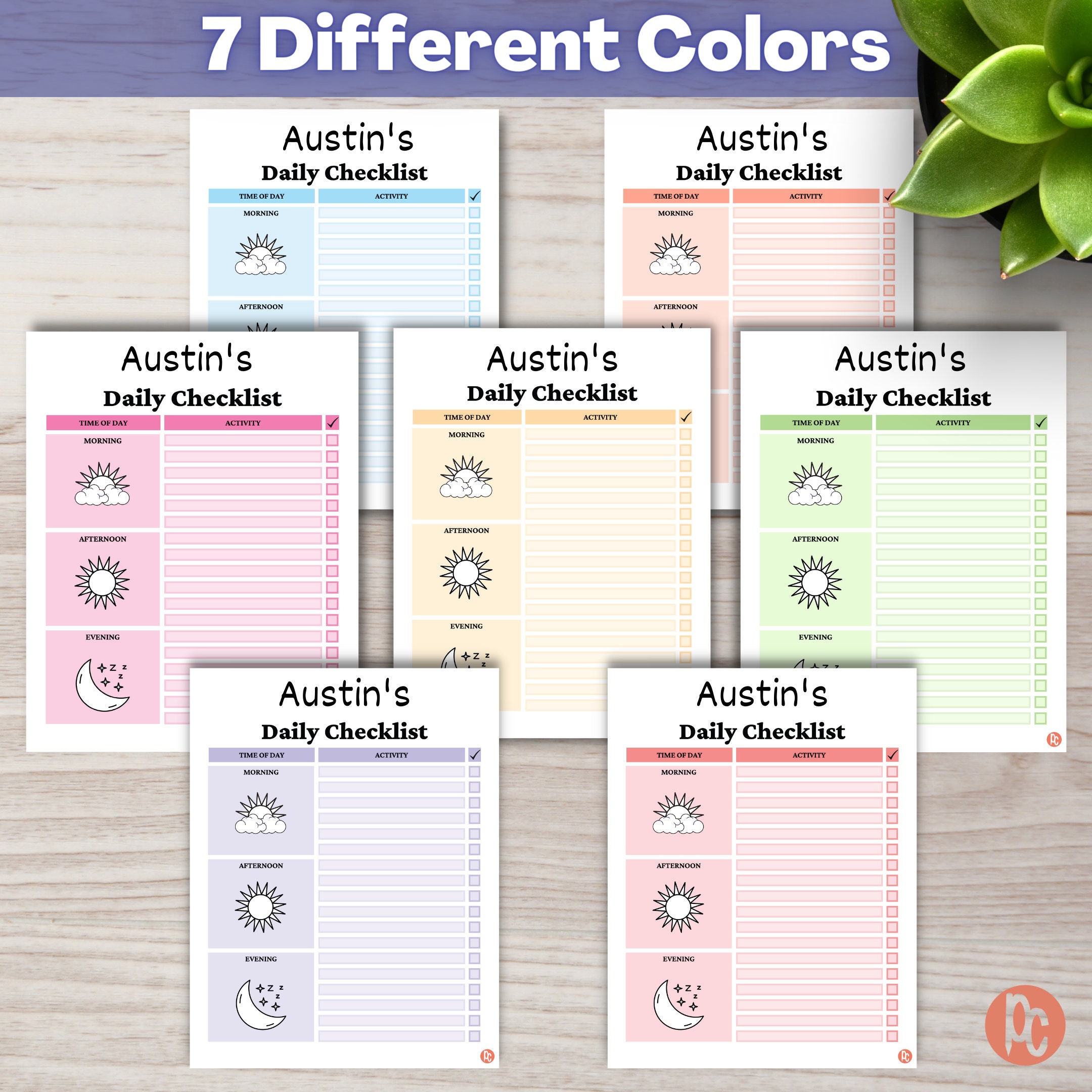 Personalized Daily Checklist for Teens Editable Daily Organizer and ...