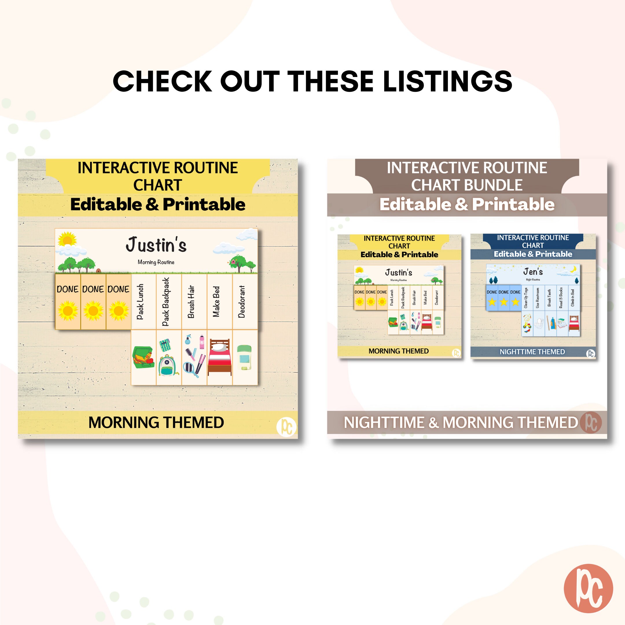 Bedtime Routine Editable Bedtime Routine Chart Editable Chore Checklist ...