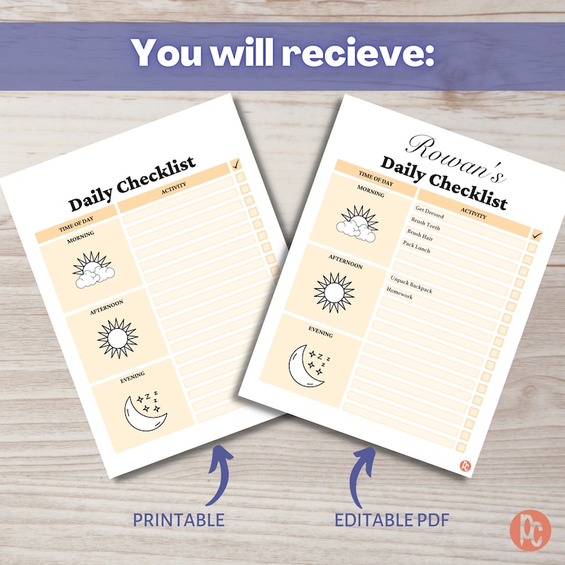 Personalized Daily Checklist for Teens Editable Daily Organizer and ...