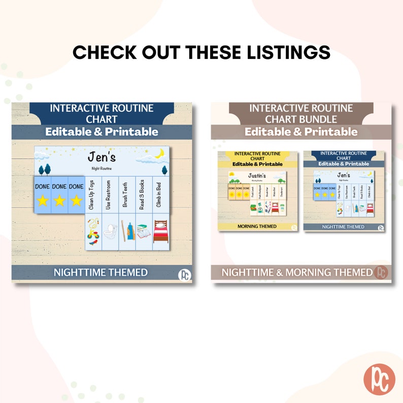 Bedtime Routine Editable Morning Routine Chart Editable Chore Checklist ...