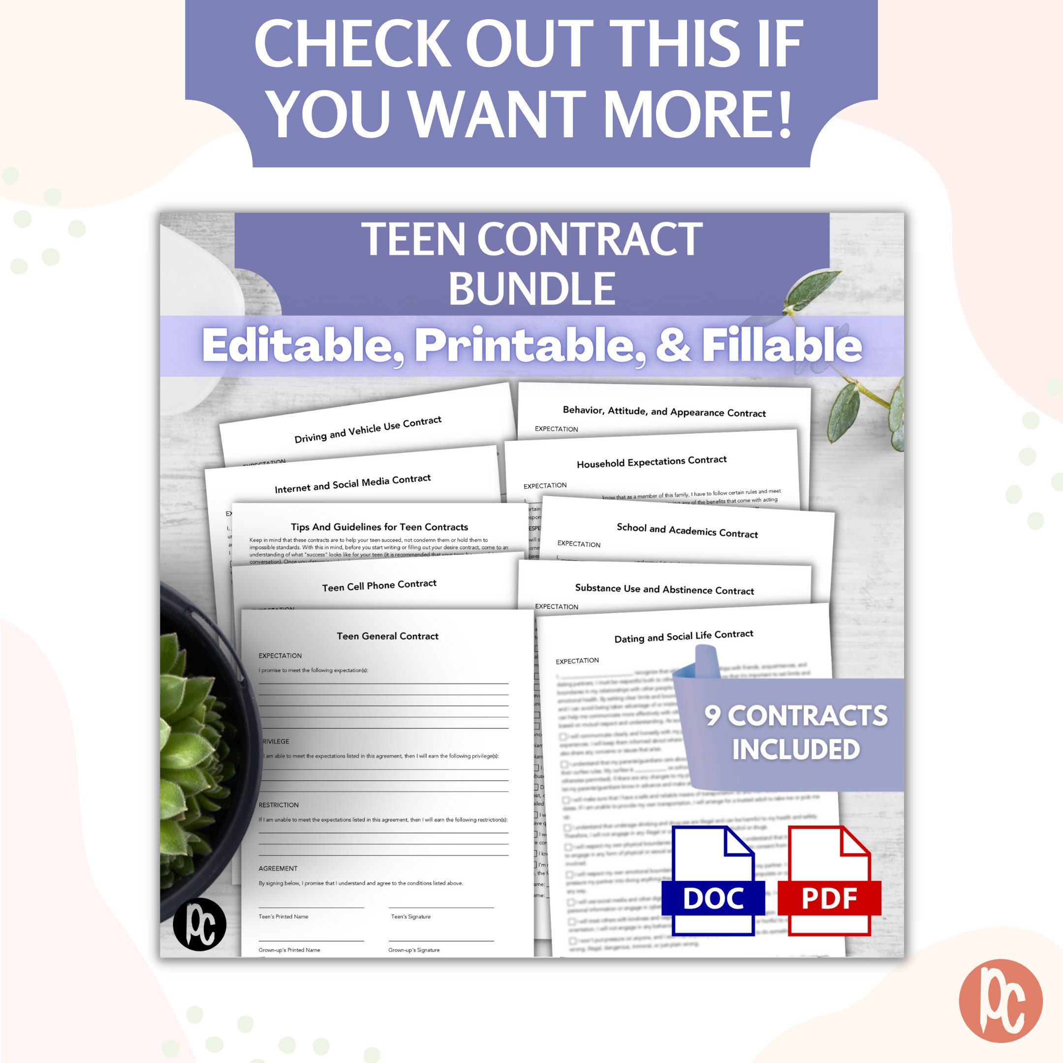 Teen School Contract High School Contract Student Contract Homework ...