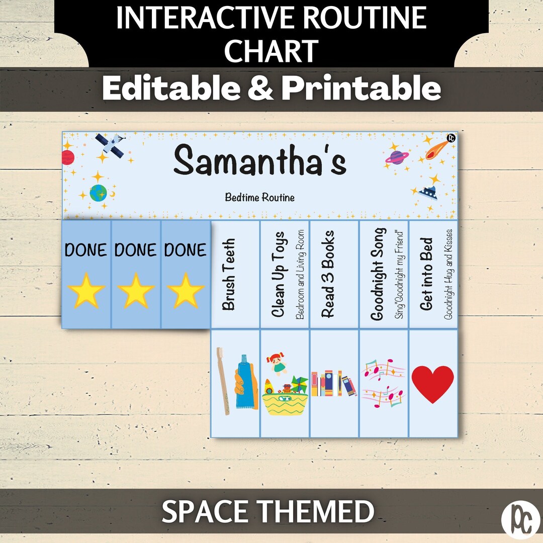 Bedtime Routine Editable Morning Routine Chart Editable - Etsy