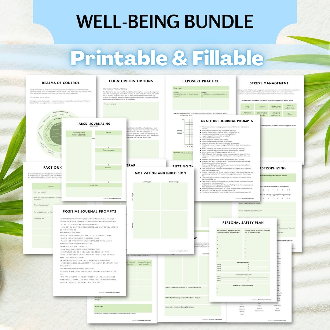 Well Being Worksheets Bundle Marriage and Family Therapy Tools Teens ...