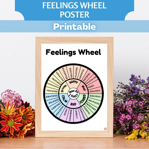 Feelings Wheel Poster Emotions Poster Mental Health - Etsy