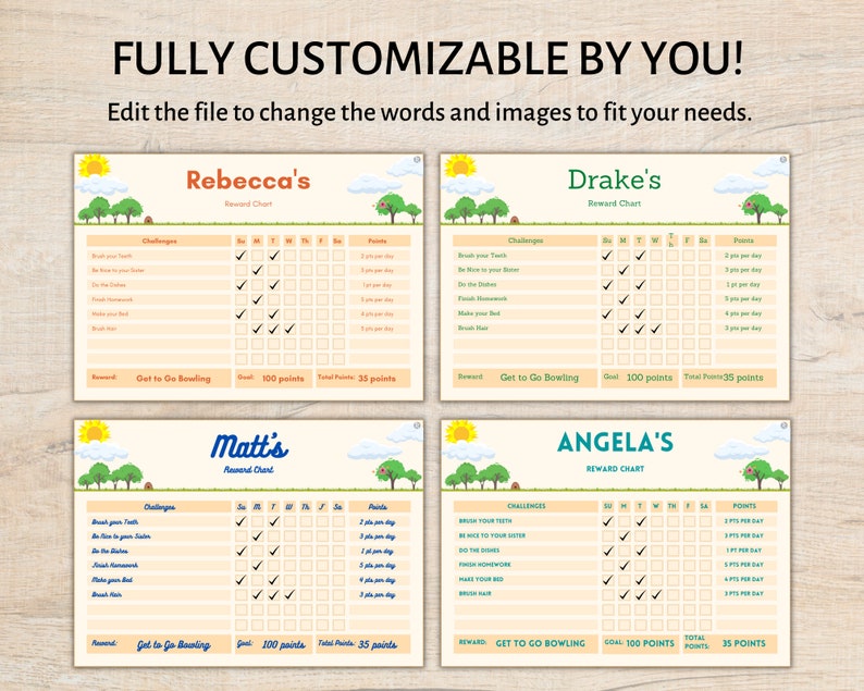 Daily Routine Chart for Kids Reward Chart Kids - Etsy