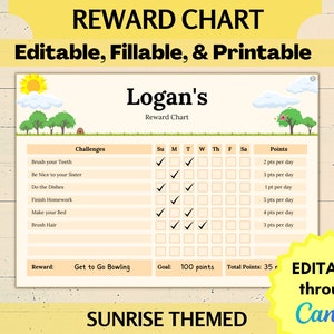 Daily Routine Chart for Kids Reward Chart Kids Responsibility Chart ...