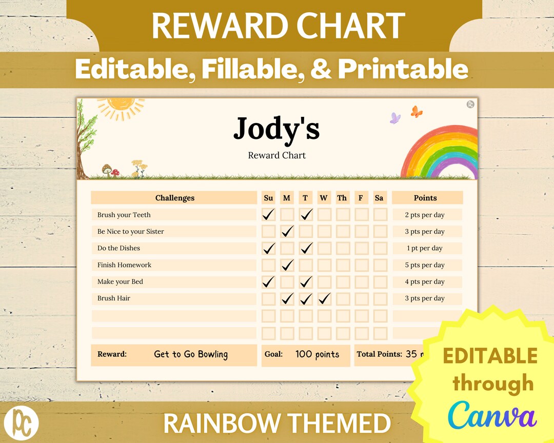Montessori Inspired Chore Chart Eco-friendly Reward System Toddler ...