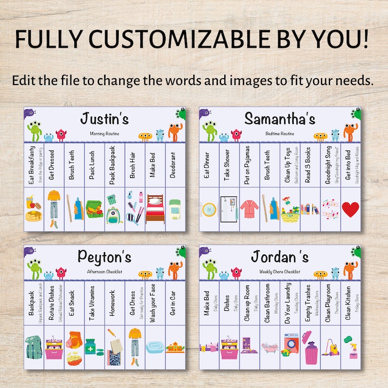 Montessori Chore Chart Editable Morning Routine Editable Chore Chart ...