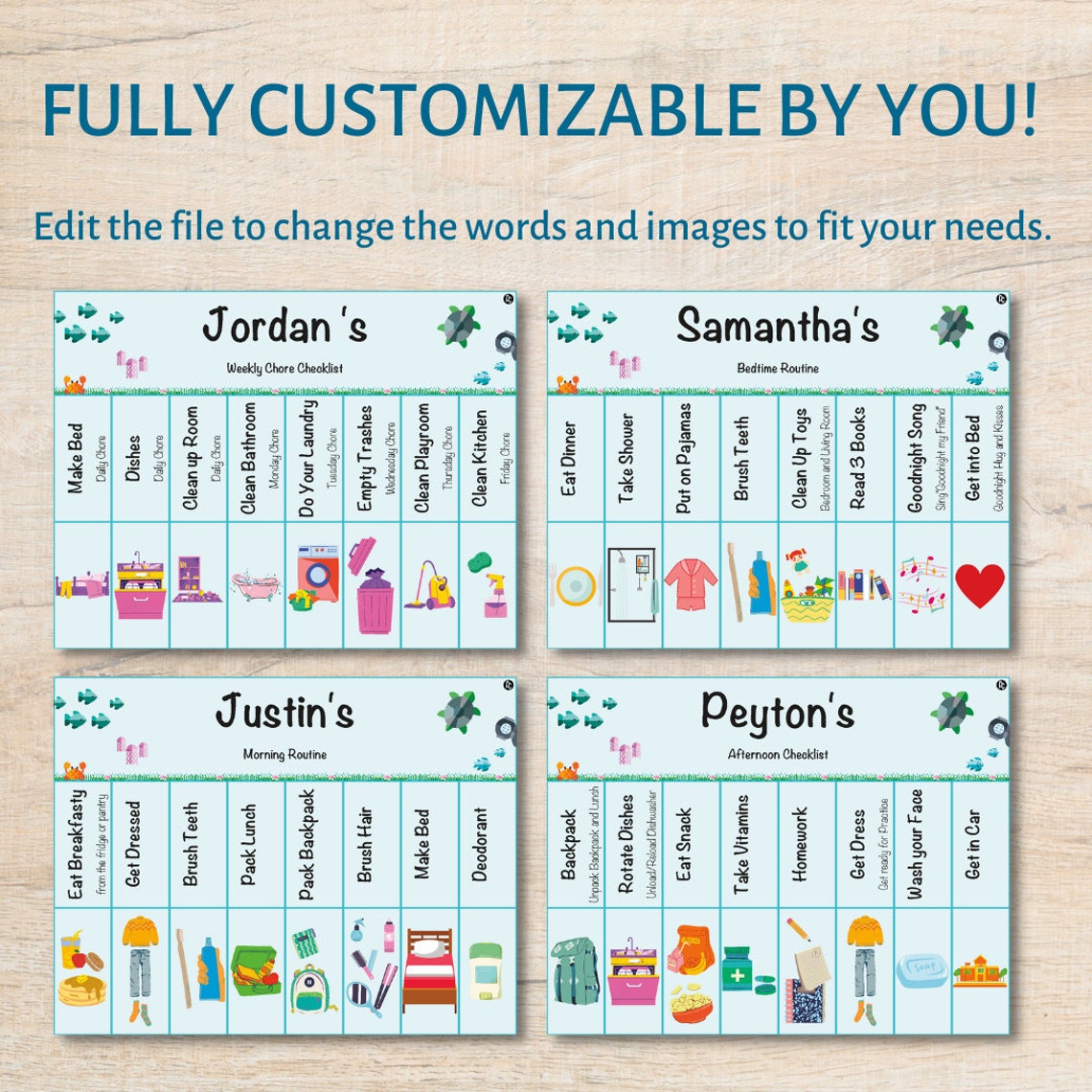 Editable Morning Routine Chart Bedtime Routine Printable - Etsy