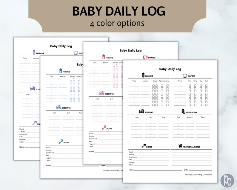Infant Daily Log Printable Baby Daily Log Template Baby Care Tracker ...