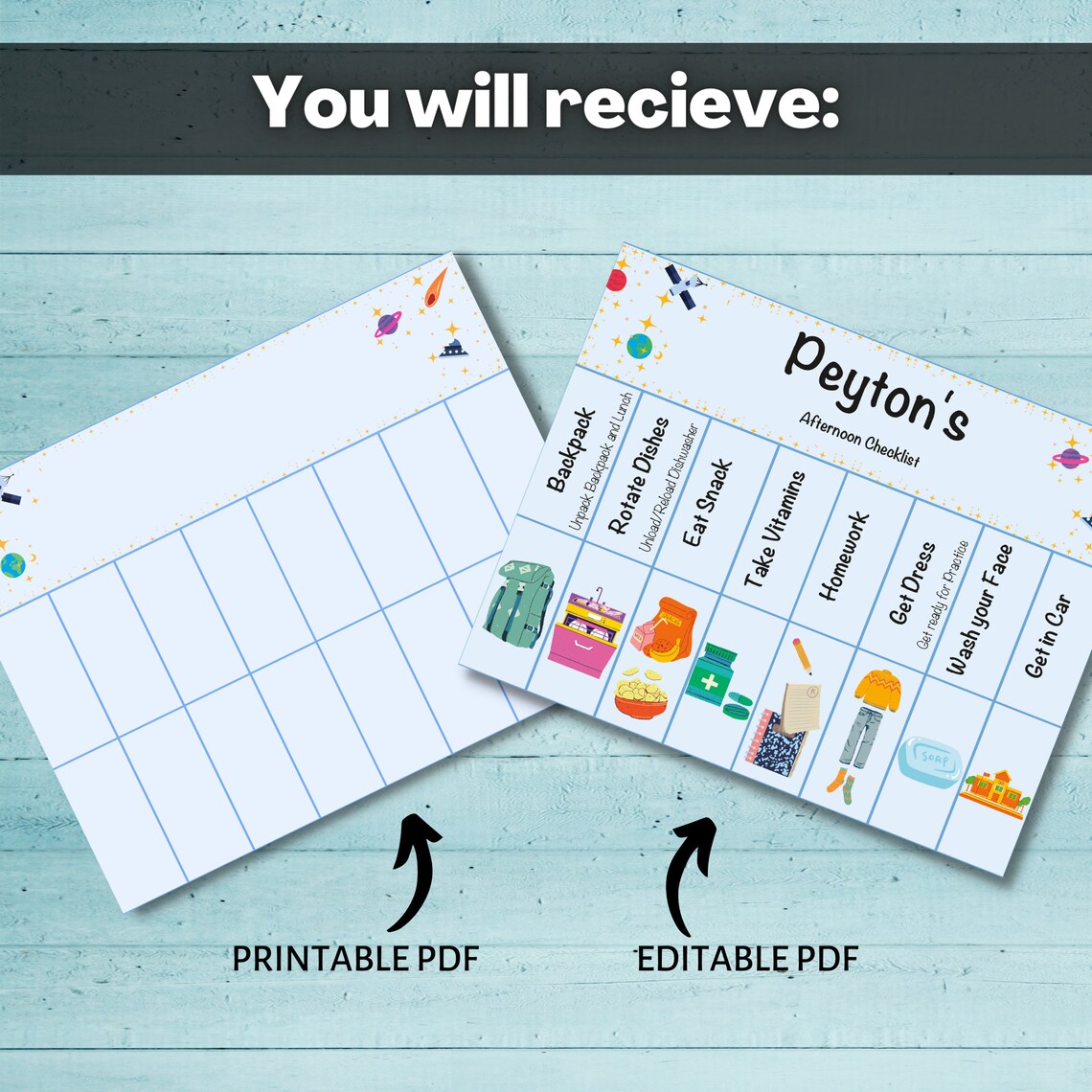 Bedtime Routine Editable Morning Routine Chart Editable Chore Checklist ...