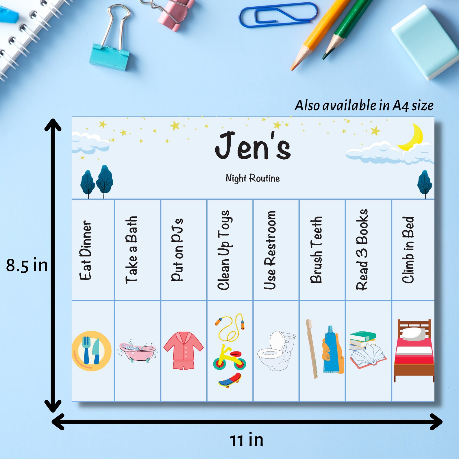 Bedtime Routine Editable Bedtime Routine Chart Editable Chore Checklist ...
