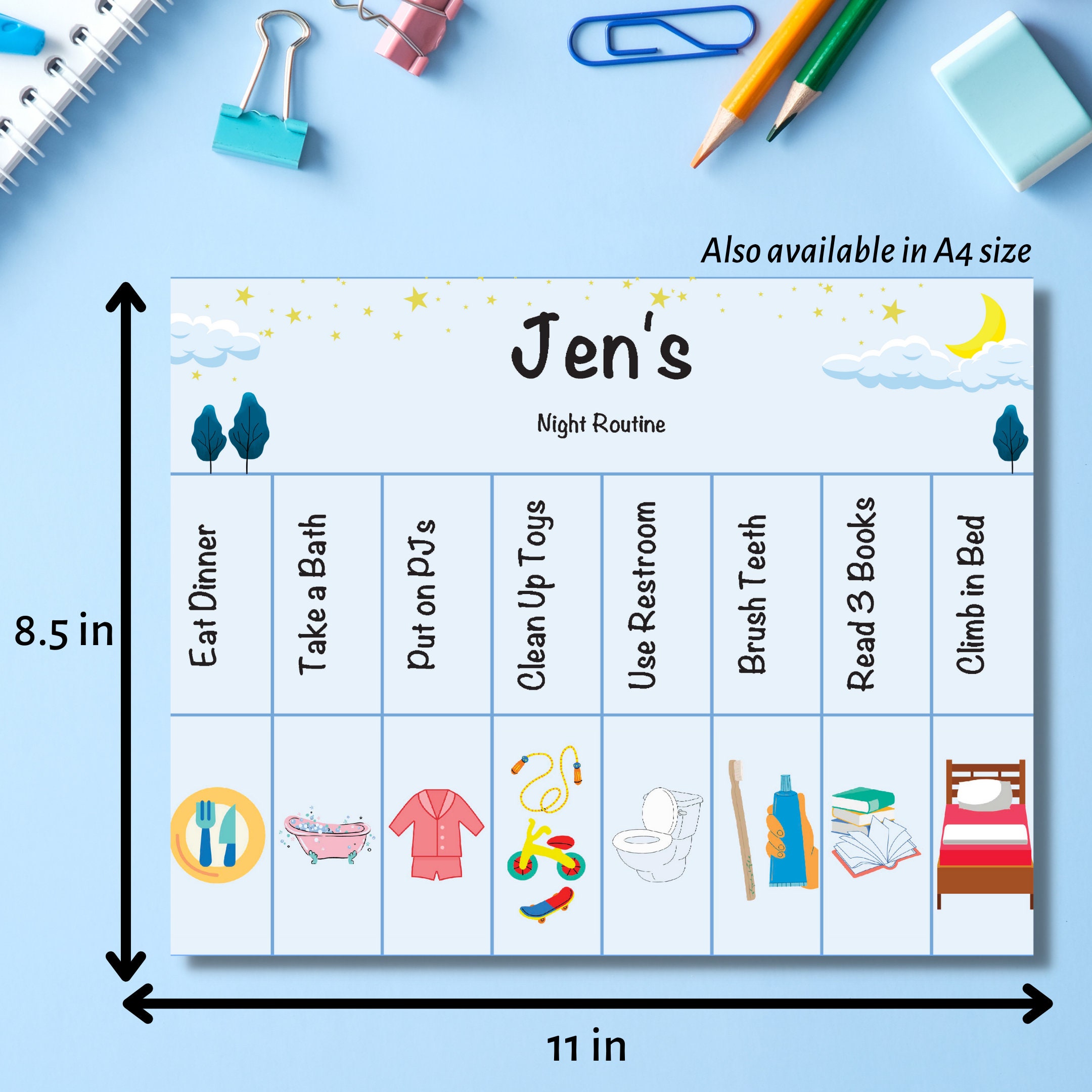 Bedtime Routine Editable Bedtime Routine Chart Editable Chore Checklist ...