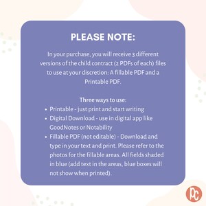 Printable Chore Contract for Kids Editable Child Responsibility ...