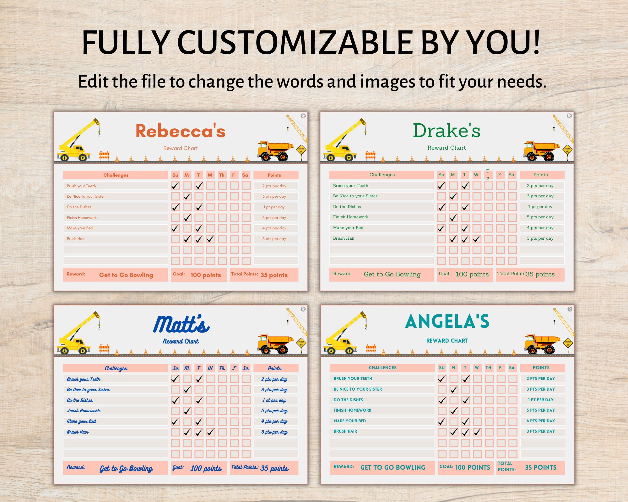Kid Reward Chart Sustainable Chore Chart Weekly Chore Chart for Kids ...