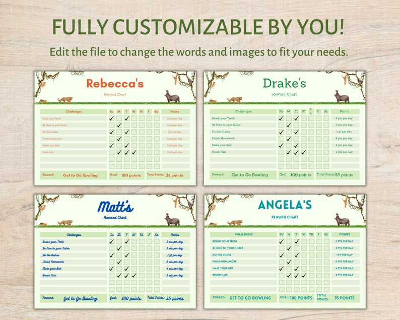 Printable Reward Chart for Kids Digital Chore Chart Instant Download ...