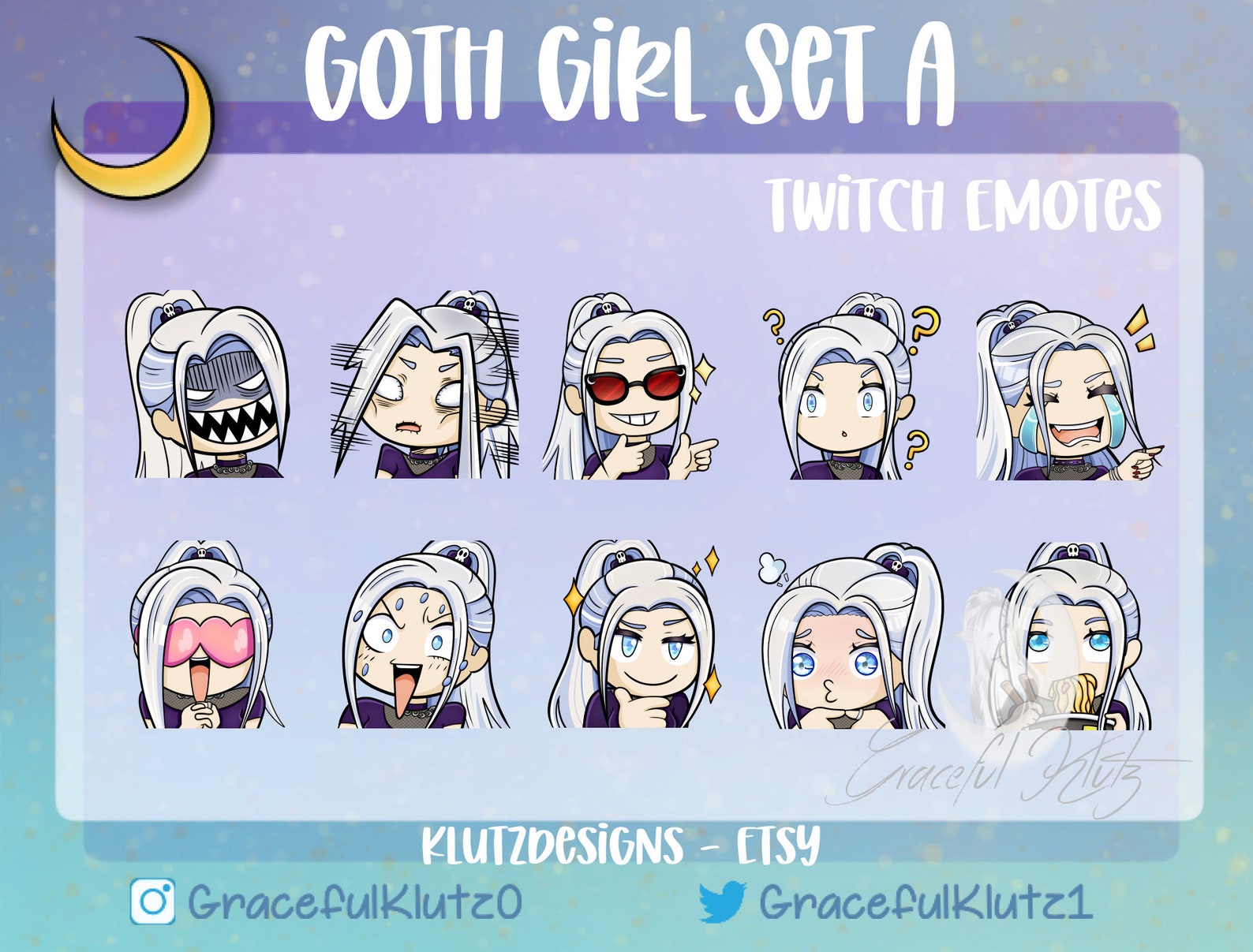 Goth Girl set A Emotes - Etsy