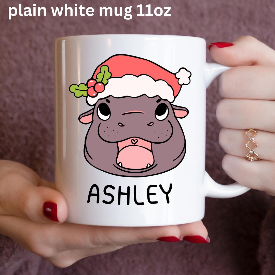 MOO DENG Custom Name Mug, Moo Dang Hot Chocolate Mug, Moo Deng Hippo ...