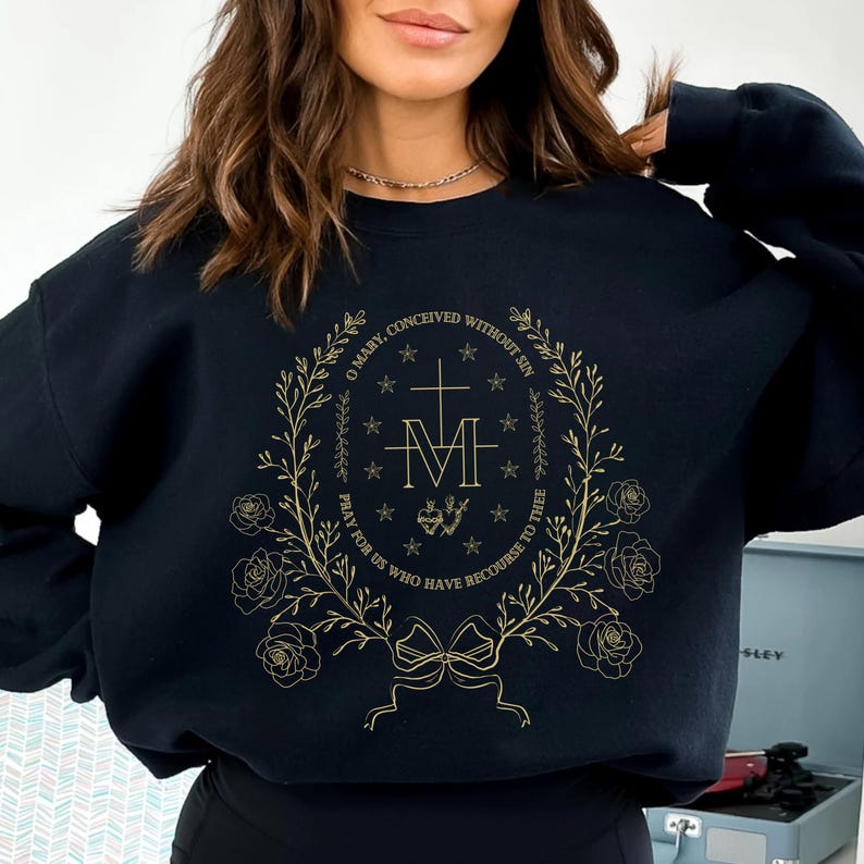 Marian Catholic Sweatshirt, Virgin Mary Sweatshirt, Catholic Gifts for ...