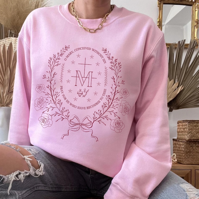 Marian Catholic Sweatshirt, Virgin Mary Sweatshirt, Catholic Gifts for ...