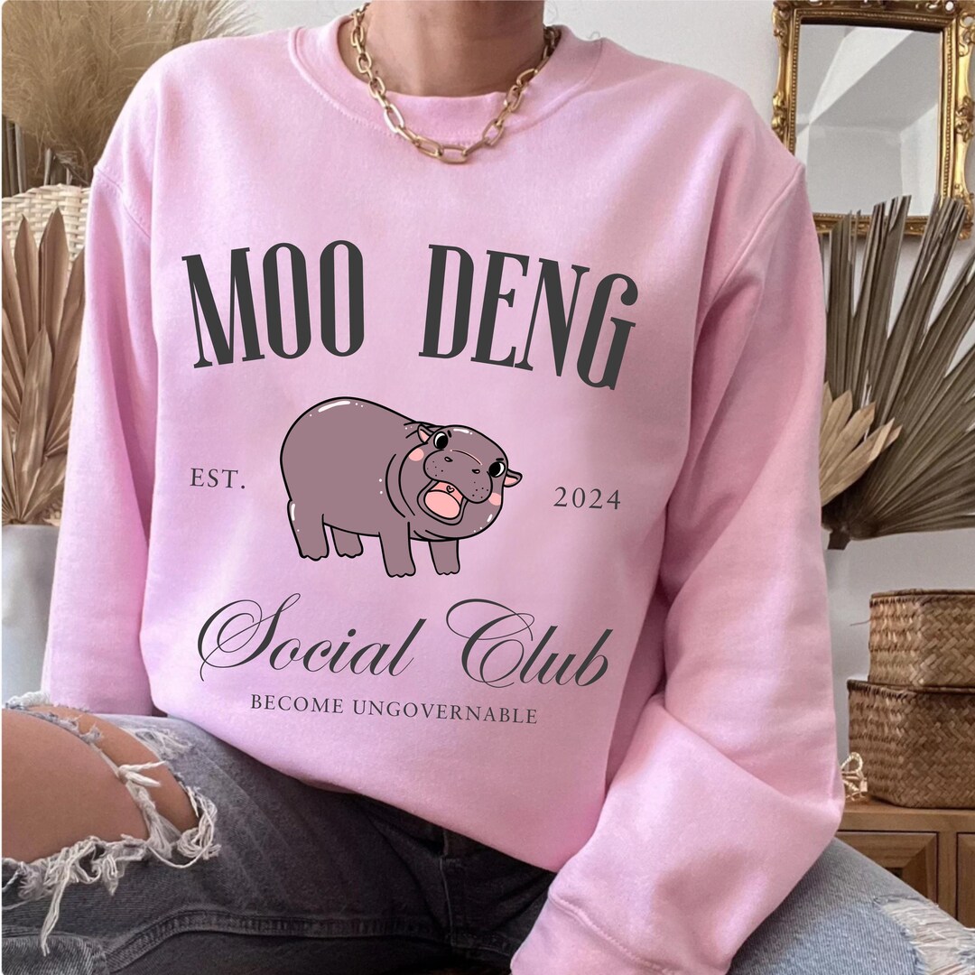 Moo Deng Fan Club Sweatshirt, Moo Deng Gift, Moo Deng Social Club, Moo ...