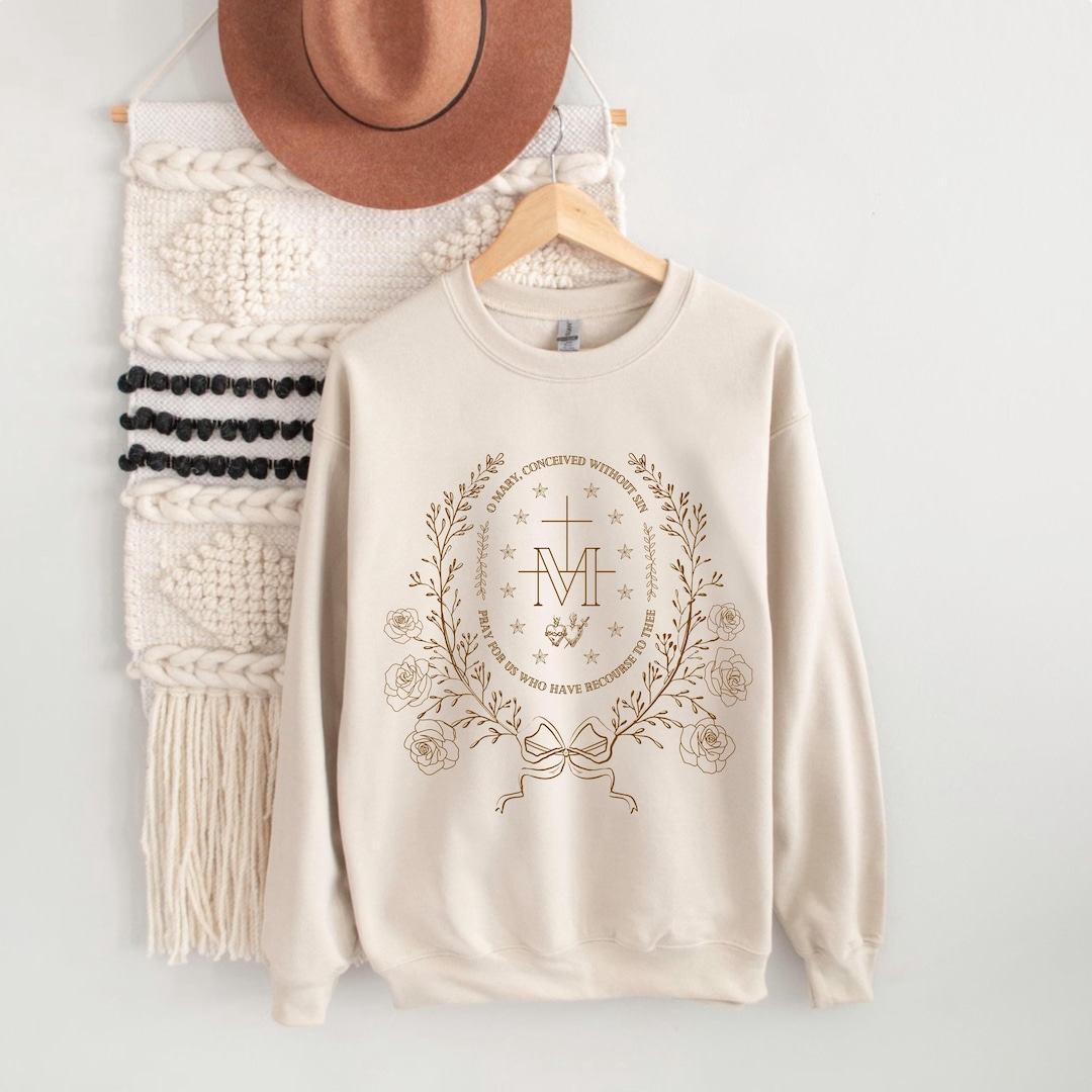 Marian Catholic Sweatshirt, Virgin Mary Sweatshirt, Catholic Gifts for ...