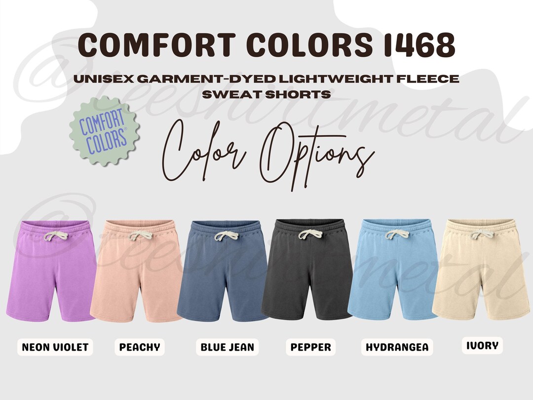 Shorts Size Chart I Comfort Colors 1468 Color Options | Size Chart | 5 ...