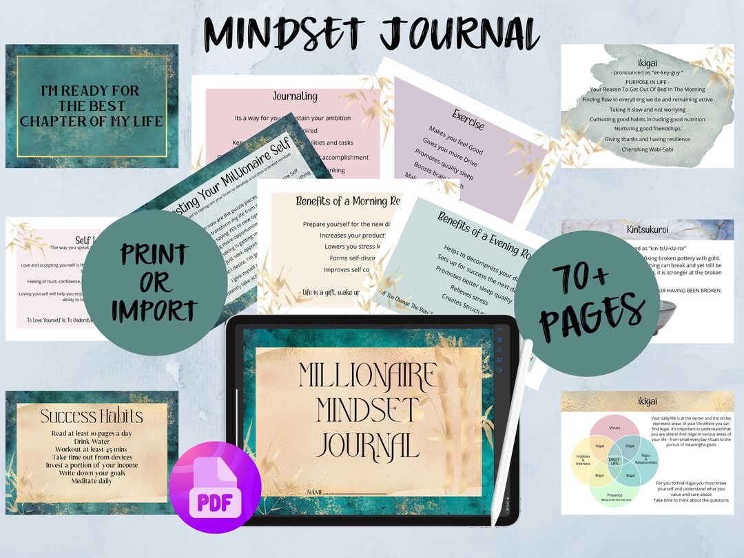 Growth Mindset Planner, Ikigai Printable Mindset Journal, Mindset Reset ...