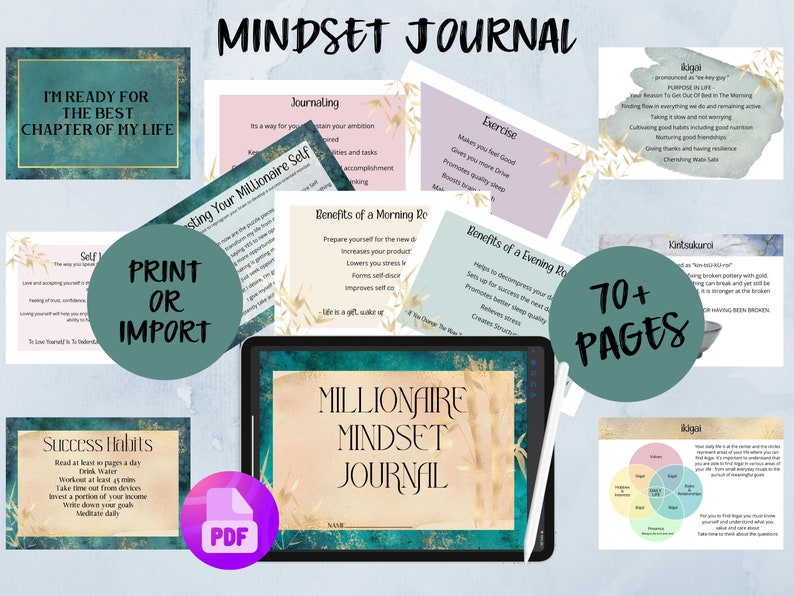 Growth Mindset Workbook PDF | Ikigai Workbook Printable | Personal ...