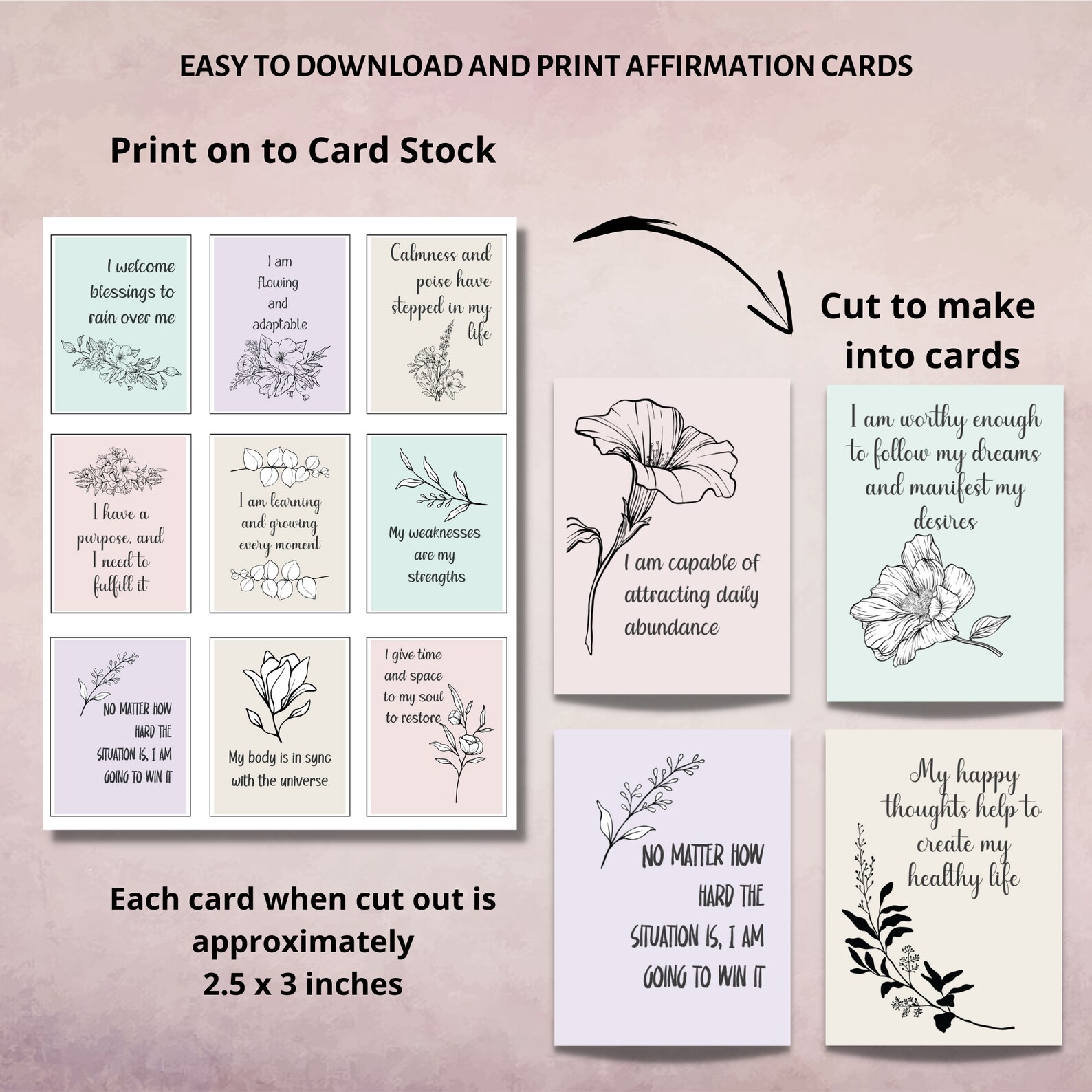 50 Affirmation Cards Printable | Mindfulness & Self Belief Deck ...