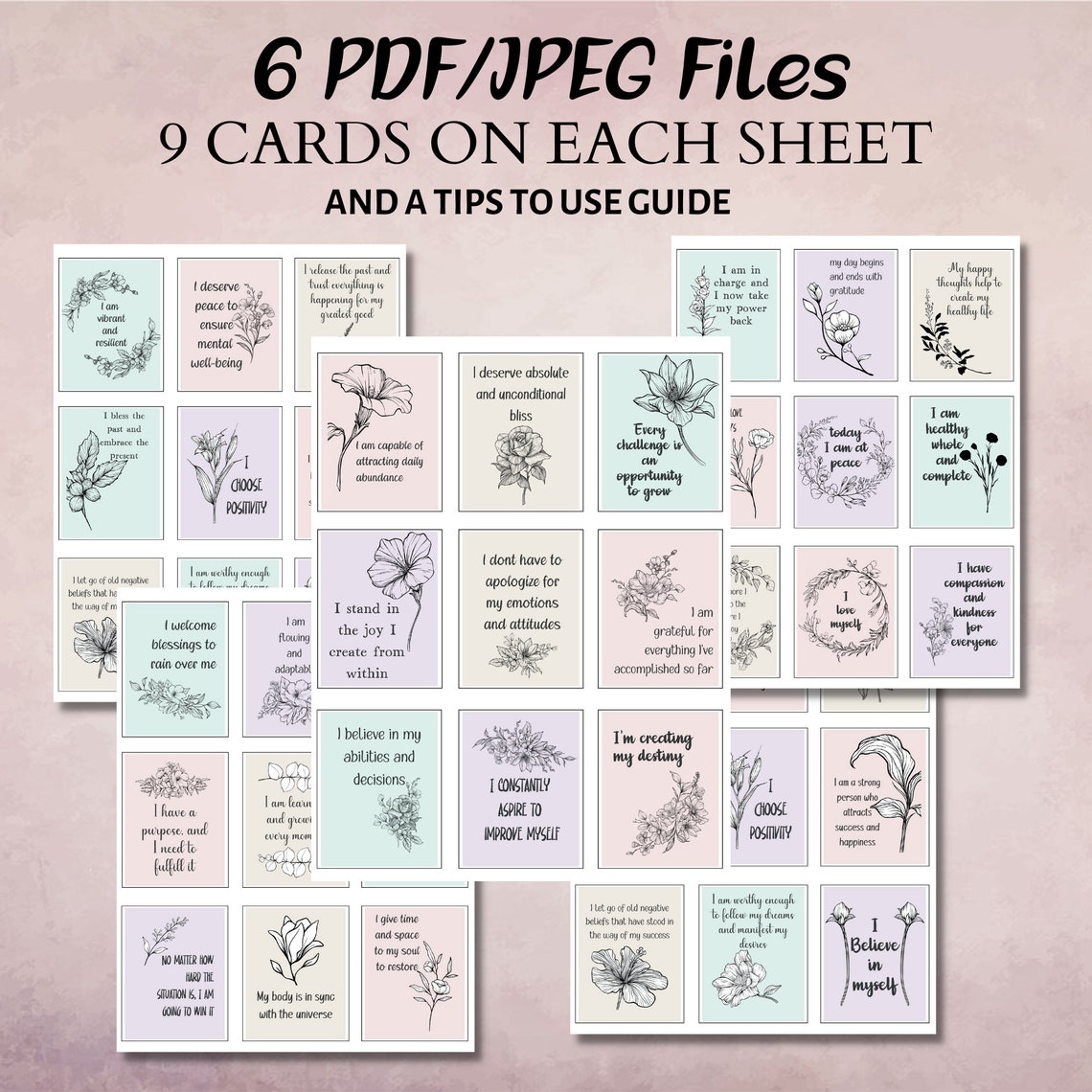 50 Affirmation Cards Printable | Mindfulness & Self Belief Deck ...