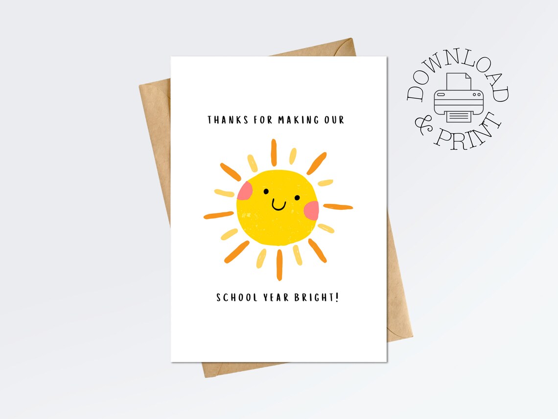 Set of 3 Printable Cards for Teachers, Cute Teacher Appreciation ...