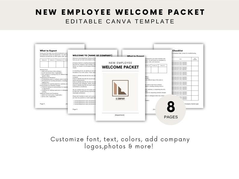 New Employee Welcome Packet Editable Canva Template, Minimal ...