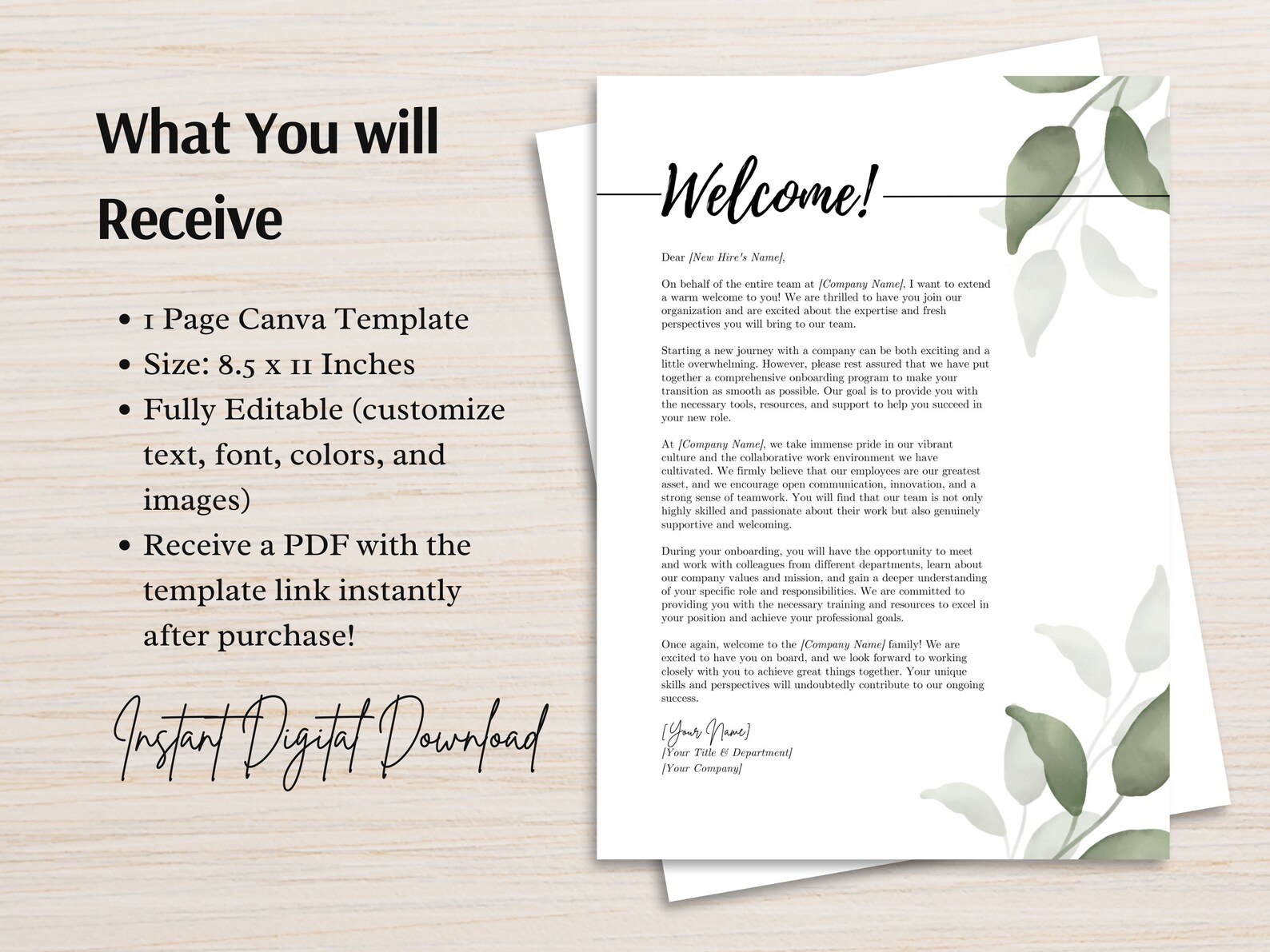 New Employee Welcome Letter, Fully Editable Canva Template, Instant ...