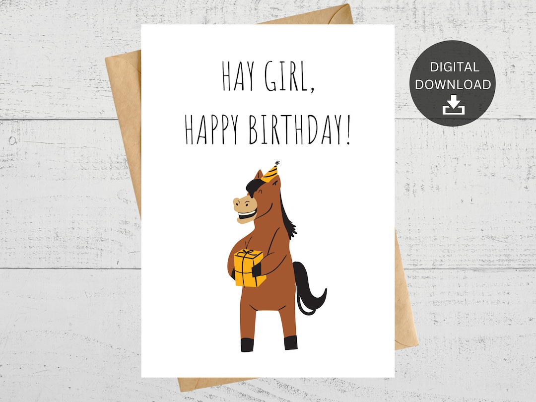 Horse Printable Birthday Card, Equestrian Gift for Her, Instant Digital ...