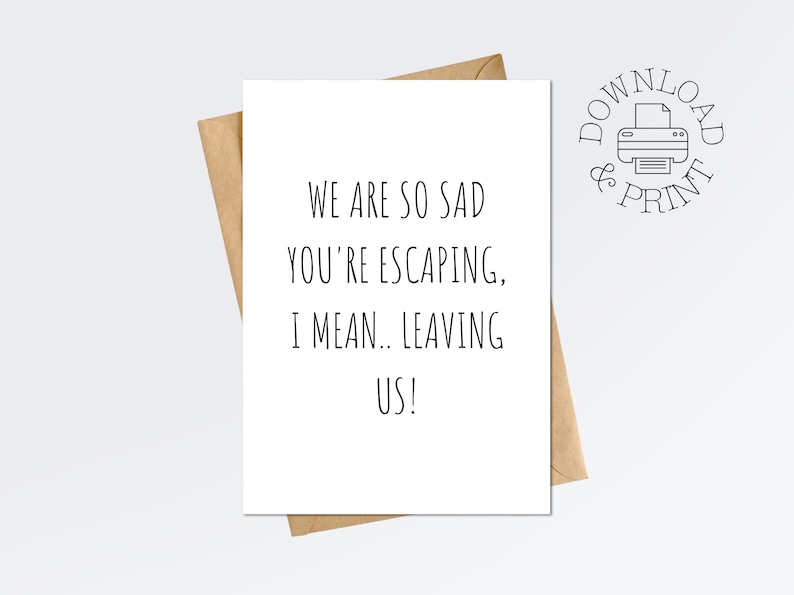 Set of Three 3 Printable Goodbye Cards for Co-workers, Funny Leaving ...
