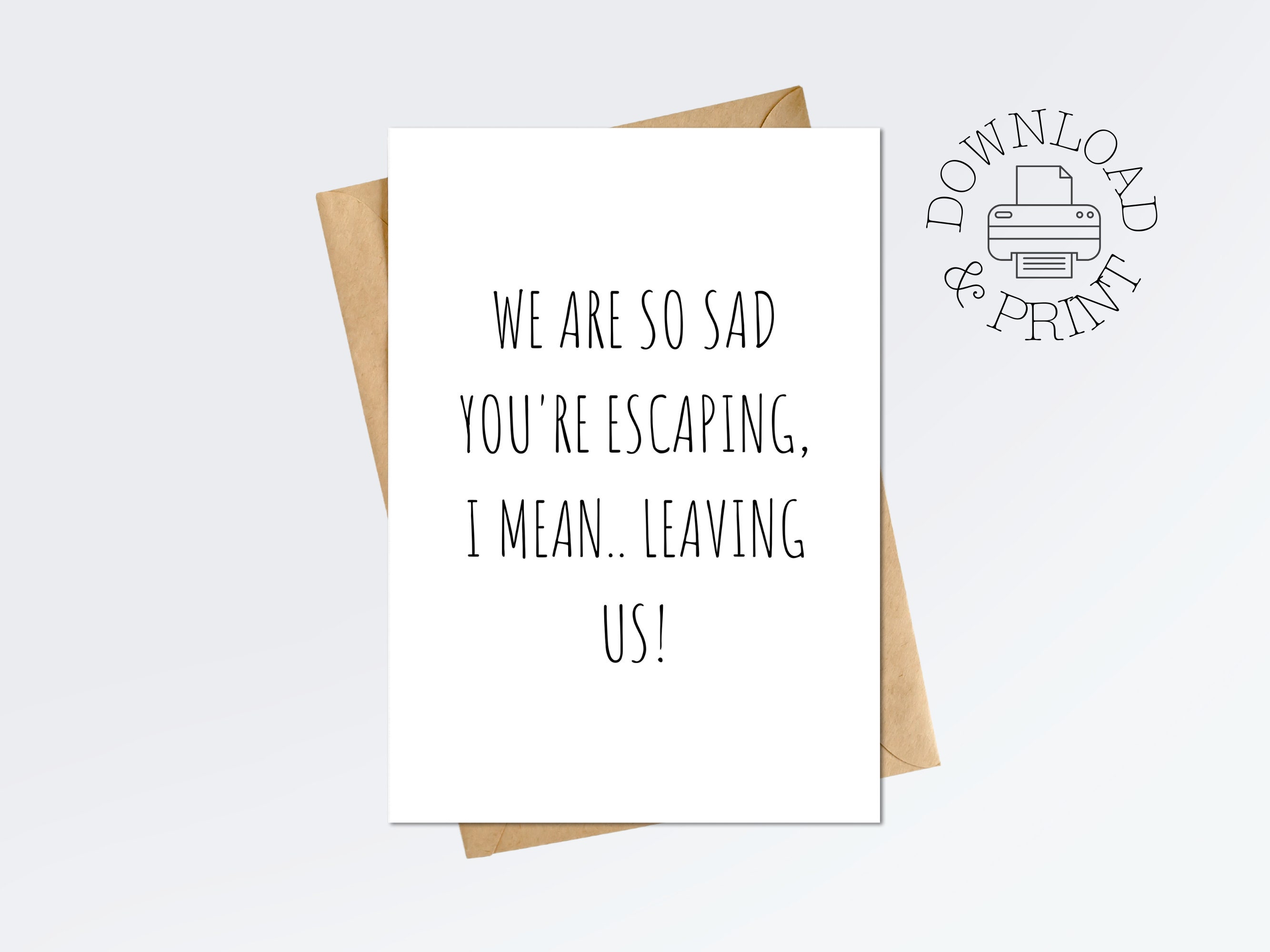 Set of Three 3 Printable Goodbye Cards for Co-workers, Funny Leaving ...