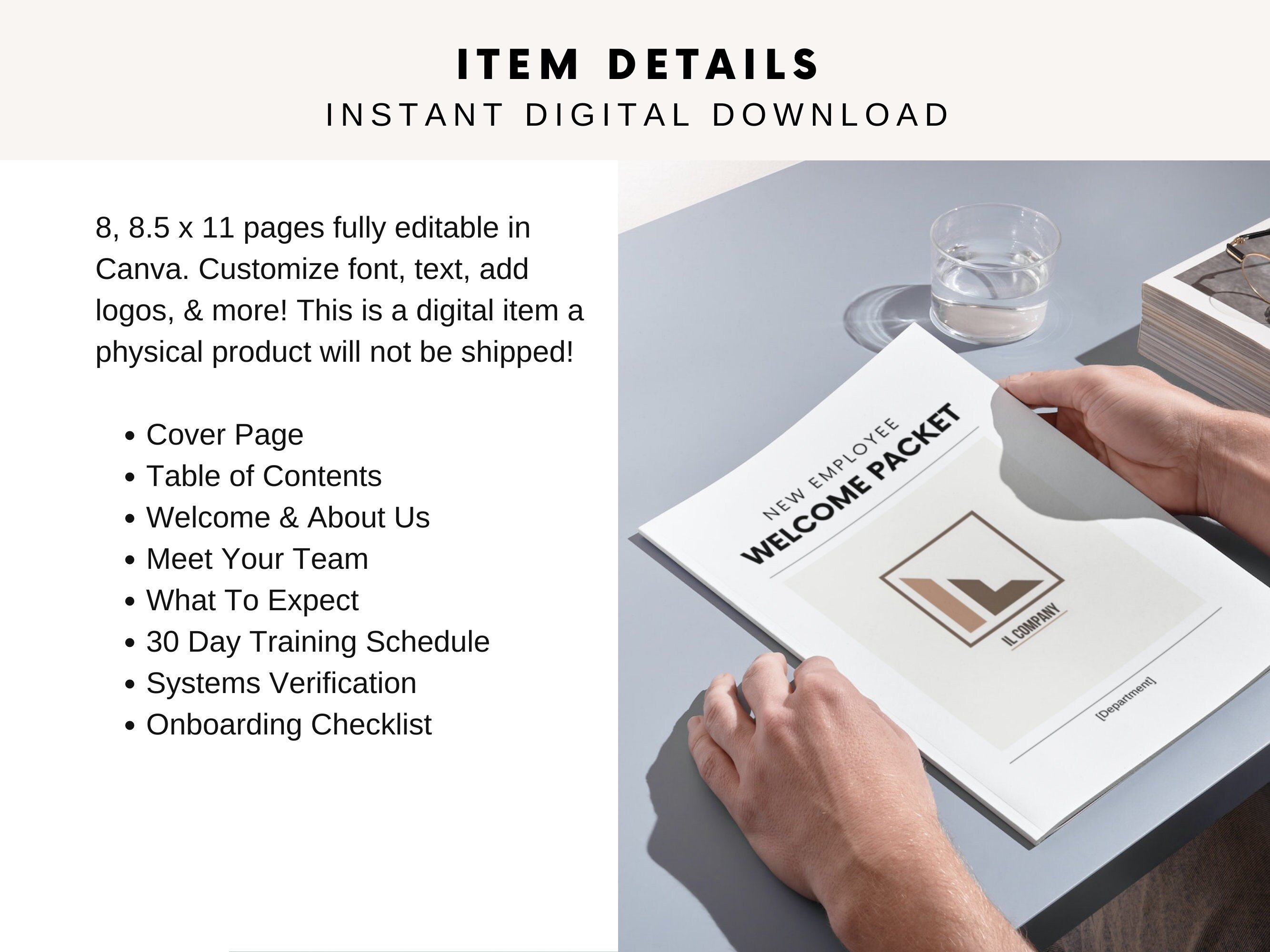 New Employee Welcome Packet Editable Canva Template, Minimal ...