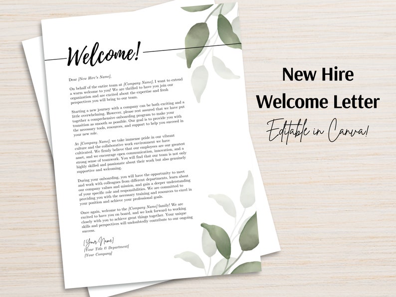 New Employee Welcome Letter, Fully Editable Canva Template, Instant ...