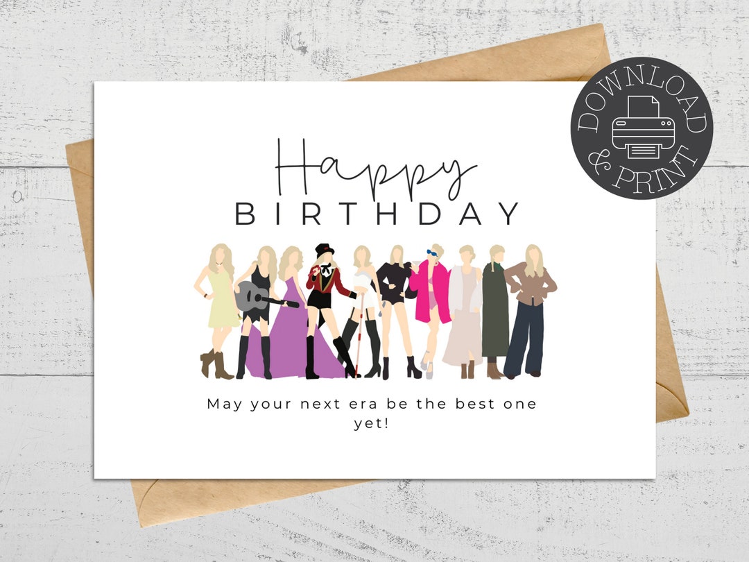 Printable Taylor Swift Birthday Card, Fan Gift (instant Download) - Etsy