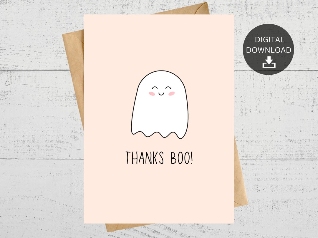Thanks Boo, Printable Thank You Card, Instant Digital Download - Etsy